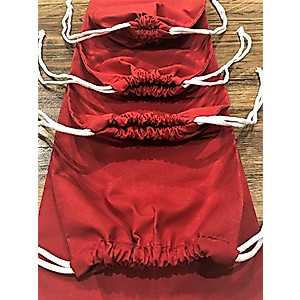 Reusable Eco friendly RED COLOR Cotton Thick Double Drawstring Muslin Bags "premium quality"-50 count pack (6 x 10)