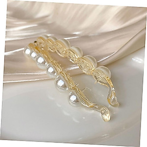 FRCOLOR Banana Clip Ponytail Clip Hair Grip Clips Pearl Hair Clasp Jumbo Hair Clips French Hair Clips Banana Hair Clips Faux Pearls Fishtail Hair Clip Styling Hair Clamps Pearl Hair Clips