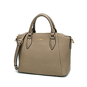 Satchel Handbags For Women Genuine Leather Shoulder Tote Handbags With Adjustable Strap (Grey)