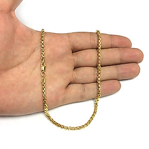 Jewelry Affairs 14k Yellow Real Gold Filled Round Box Chain Necklace, 3.4mm, 22"