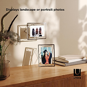 Umbra Prisma Picture Frame, 4x6 Metal Photo Display for Desk or Wall, 4" x 6", Chrome