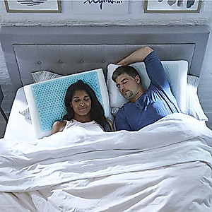 Comfort Revolution Blue Bubble Gel + Memory Foam Pillow, Standard (Pack of 1), White