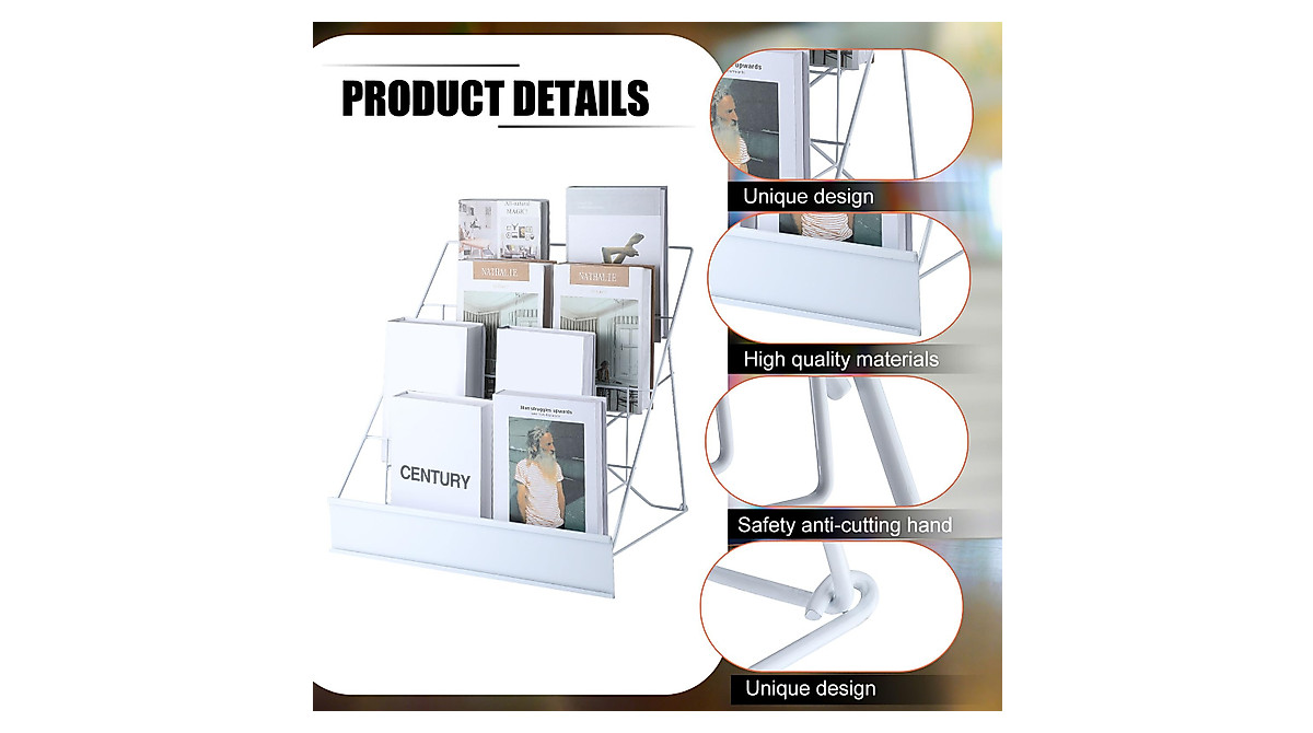 Sintuff Book Display Rack 4-Tiered Book Display Stand 18" Book Signing ...