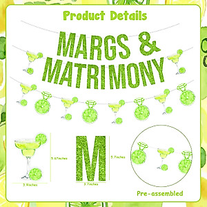 kreat4joy Margs and Matrimony Bachelorette Decorations Banner, Margarita Bachelorette Party Decorations, Lemon Cocktail Banner Garland for Mexican Fiesta Cactus Bridal Shower Wedding Engagement