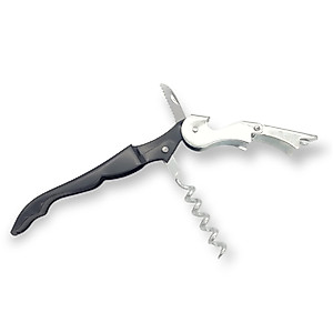 Handy Housewares Waiter's Corkscrew Wine Bottle Opener - Built In Cork Remover & Foil Cutter (1)