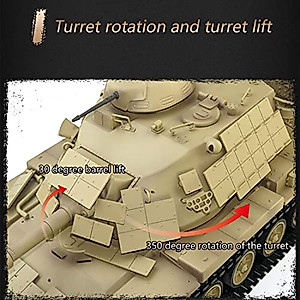 VINIX 1/16 RC Tanks That Shoot BB, 2.4G US M60A1 Main Battle Tank Model with Smoke & Sound 360-Degree Rotating Turret, Remote Control Military Vehicles Model Toys