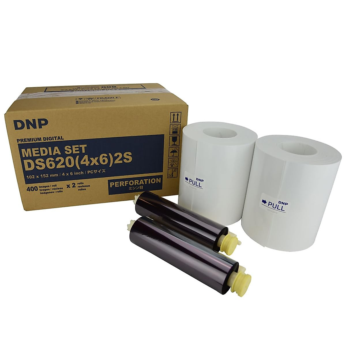 DNP 2x 4x6" Dye Sub Media for DS620A Printer, 400 Prints Per Roll, 2 Piece
