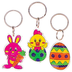 Baker Ross AT527 Easter Super Shrink Keyring Kits - Pack of 8, Craft Set for Kids