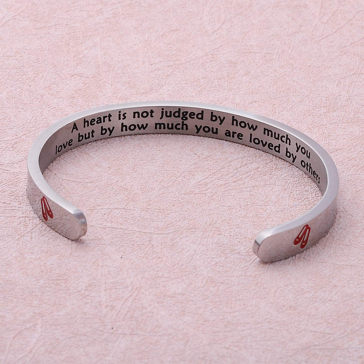 FOTAP Ruby red slippers Gift Wizard of Oz Jewelry A Heart Is Not Judged By How Much You Are Loved Keychain Wizard of Oz Lovers Gift (Red Shoe cuff)