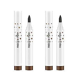 LOKFAR 2 Pcs Freckle Pen Set, Natural Lifelike Fake Freckles Makeup Pen Magic Brown Color Freckles Makeup Tool Long-Lasting Waterproof Dot Spot Pen for Effortless Sunkissed Makeup (Dark Brown)