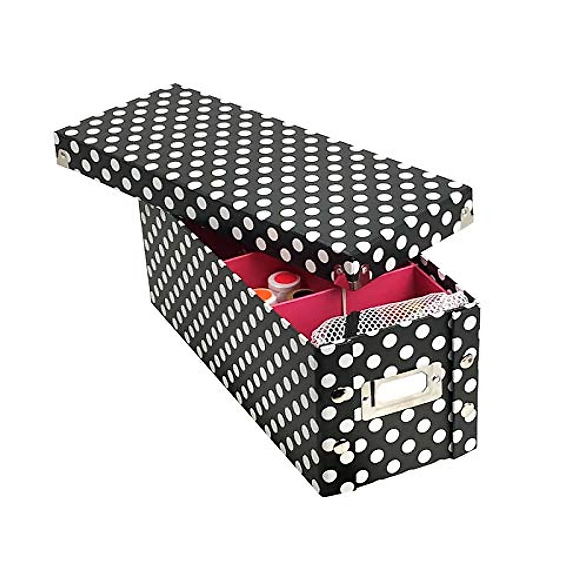 Snap-N-Store Divided Craft Storage Box, Medium, Black & White Polka Dot, 2-Pack (SNS01822)