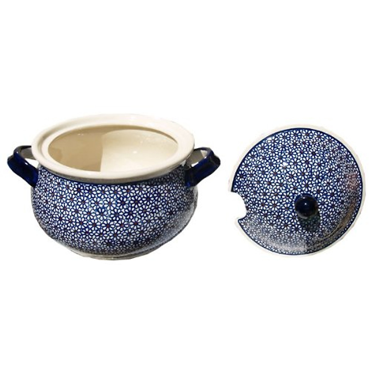 Polish Pottery Soup Tureen with Ladle Zaklady Ceramiczne Boleslawiec 1004/1367-120 Classic Pattern, 13.4 cups