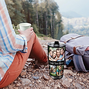 Personalized Coffee Tumbler With Pictures and Texts, Custom 20oz Insulated Travel Cups with Lids, 20oz Custom Stainless Steel Mugs, Gift for Wedding, Anniversary, Birthday…