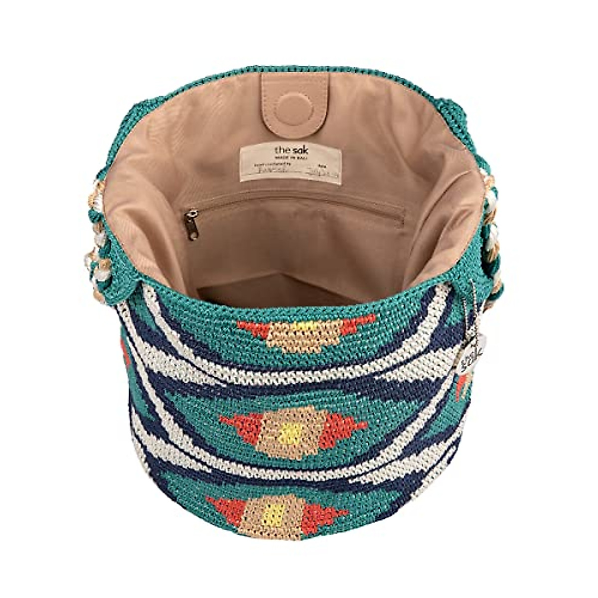 The Sak Back To Bali 120 Hobo Bag in Crochet, Large Shoulder Purse, Azure Senang