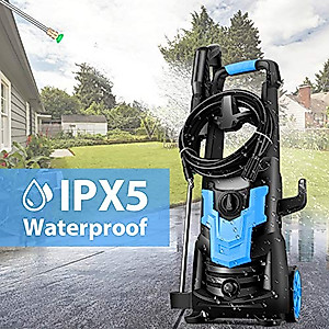 WHOLESUN 𝟐𝟏𝟓𝟎𝐏𝐒𝐈 𝑷𝒓𝒆𝒔𝒔𝒖𝒓𝒆 𝑾𝒂𝒔𝒉𝒆𝒓, 1900W High Power Washer 𝟭.𝟳𝟭 𝗚𝗣𝙈 Powerful Machine, Self Assembled, Rotatable Iron Spray Lance and 5 Nozzles for Patio, Garden, Car (Blue)
