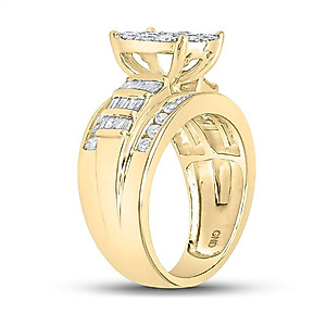 10kt Yellow Gold Round Diamond Oval Bridal Wedding Engagement Ring 1-1/2 Cttw