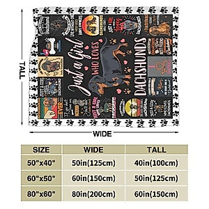 Dachshund Throw Blanket Dachshund Dog Pattern Blanket Super Soft Cozy Blanket Gifts for Women Men Dachshund Dog Lovers Warm Plush Fleece Blanket Home Decor for Couch Bed Chair Living Room 50"X40"