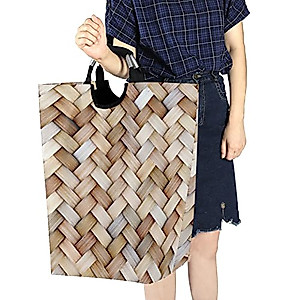 Kigai 3D Print Wicker Rattan Laundry Hamper Large Waterproof with Handle Laundry Baskets Foldable Lightweight Durable Store Basket for Bathroom Bedroom