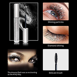 Glitter Mascara Diamond Glitter Mascara 4D Glitter Lash Mascara for Women Waterproof|Long Lasting|Thickening|Lengthening Sparkly Eye Lash Mascara Lash Makeup for Party Wedding