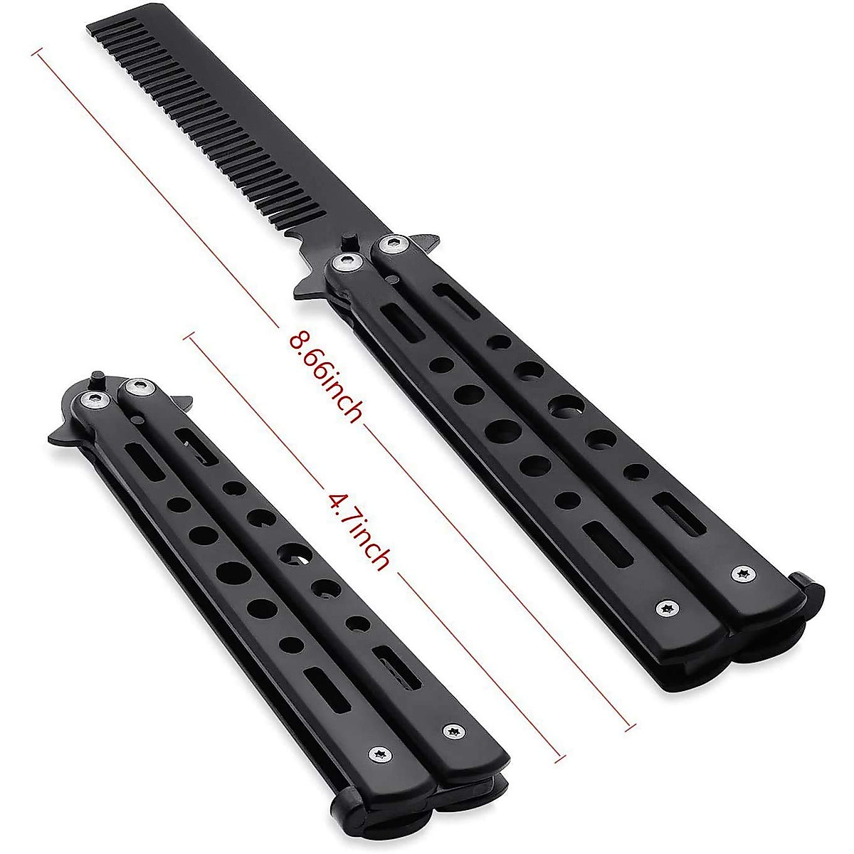 Stainless Steel Beard Comb Men's Hair, Beard and Mustache Styling Comb Steel Practice Training Butterfly Comb (Black)