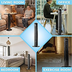 Comfort Zone Oscillating Portable Tower Fan, 32 inch, 3 Speed, 90 Degree Oscillation, Portable Built-in Carry Handle, Quiet Operation, Ideal for Home, Bedroom & Office, CZ12386