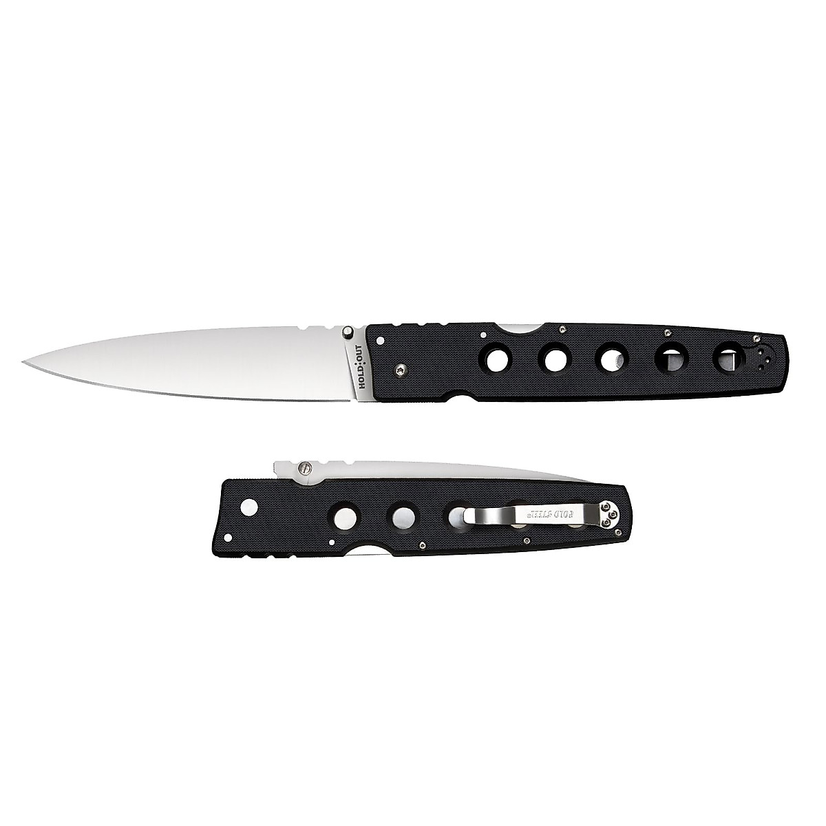 COLD STEEL Hold Out 6" S35VN Plain Blade 7.2" G-10 Handle Everyday Carry Pocket Folding Knife w/Tri-Ad Lock, Pocket Clip