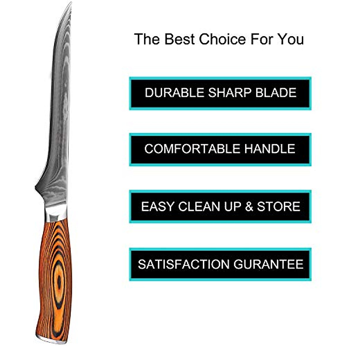 XT XITUO 6- inch Boning Knife with Fillet-Flexible Curved-Blade, Japanese VG10 Damascus Steel Perfect Fish Fillet knife, Razor Sharp Edge, Corrosion Resistant