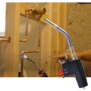 TS7000 Propane Torch Head with Igniter, 𝐓𝐒𝟕𝟎𝟎𝟎 High Intensity Mapp Gas Torch Head with Brass Tip and Adjustable Flame Knob Welding Torch for Light Welding, Soldering, Brazing, Heating,Thawing