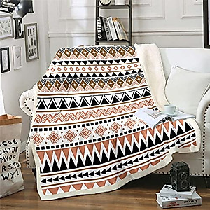 Western Boho Blanket Aztec Throw Blanket 90"x90",Ethnic Tribal Arrow Fleece Blanket Retro Exotic Nordic Style Blankets,African Indian Tribal Geometry Diamond Stripes Bohemian Decor