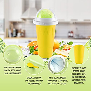 Slushie Maker Cup(2 Pack), Magic Quick Frozen Slushy Cup, Double Layer Squeeze Cup, Cool Stuff Birthday Gifts for Kids (Pink&Yellow)