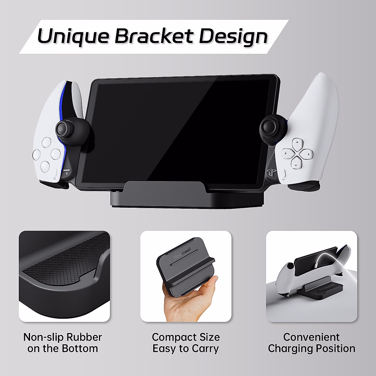 Hosanwell 9-in-1 Accessories Set Compatible with Playstation Portal, EVA Carrying Case for PS Portal*1, Soft Silicone Grip Cover*2, Screen Protector*2, Joystick Caps*2, Ear Wired Headphone*1,Stand*1