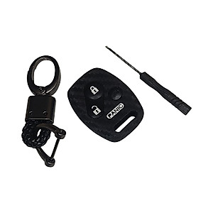 Silicone Remote Key Cover Carbon Fiber Style 3 Buttons with Keychain For Honda Vehicles
