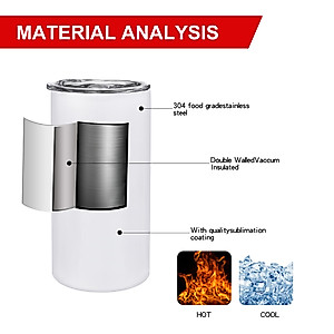 JYLJINGYULI 6 Pack 12 oz Sublimation Tumblers Blanks, 12oz Sublimation Tumbler Cups Blank Bulk, Straight Skinny Insulated Cup Stainless Steel Water Bottle with Lid and Straw for Craft DIY…