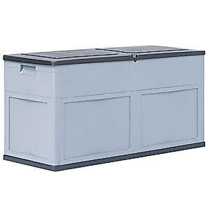 loibinfen Patio Storage Box 84.5 gal Gray Black Patio Garden Outdoor Storage Container for Toys, Furniture Deck box (Weight:18.34 lbs)