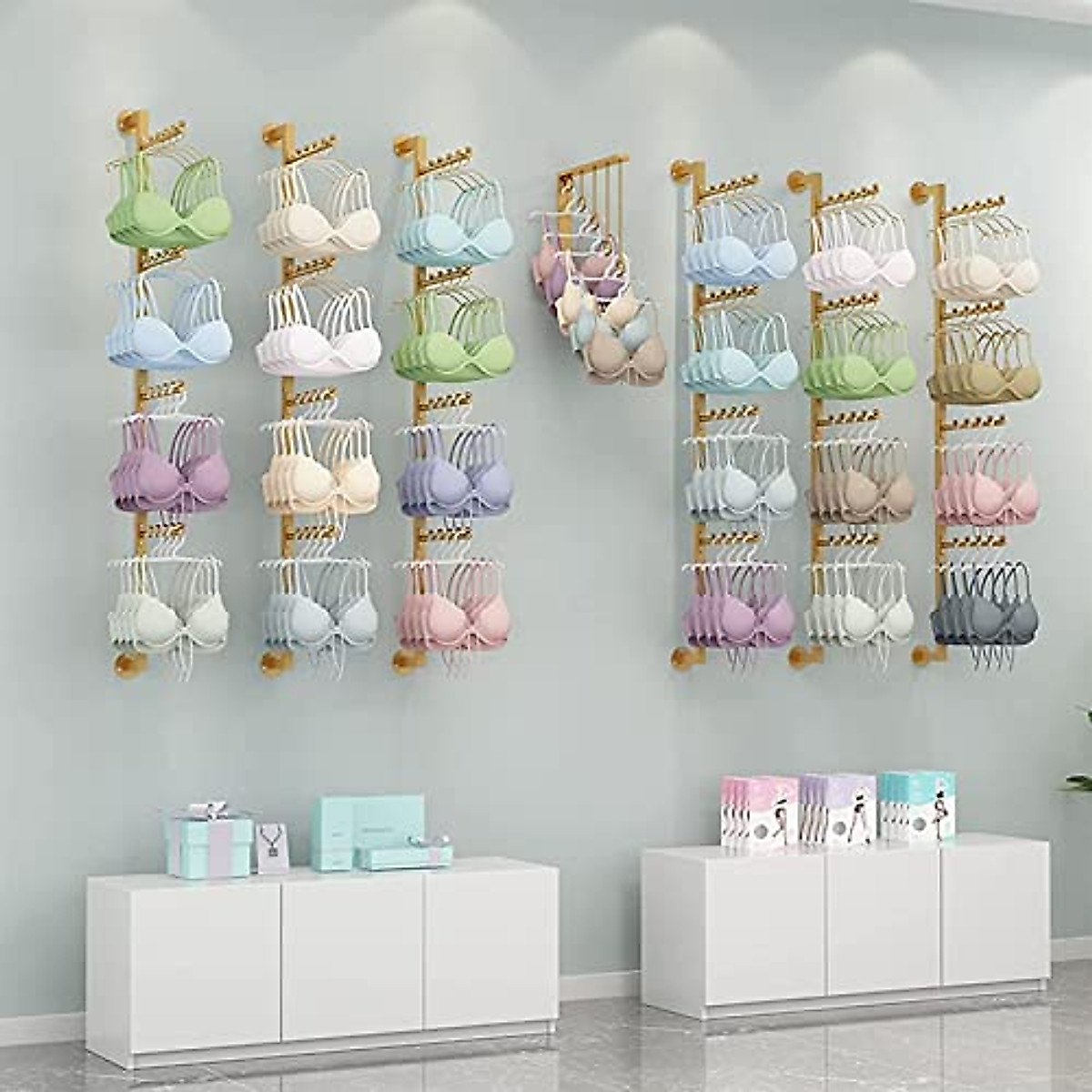 Boutique Underwear Metal Display Rack, Wall Mount Combination Underwear Rack Modern Creative Clothes Display Rack, Bra Shorts Swimwear Retail Store Display Hanger, for Farmers Markets, Boutiques (Col