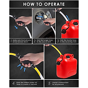 KATUMO Siphon Pump, Upgraded 15MM Enlarged Caliber Siphon Fuel Hand Pump for Gasoline, Oil, Diesel & Water with Hoses, Pinch Clips, Hose Retainer, Brass Extender