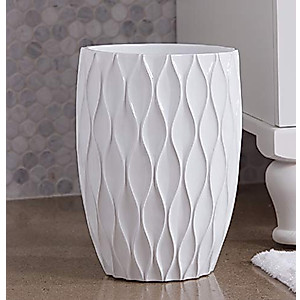 Roselli Trading Company Wave Collection Wastebasket, White
