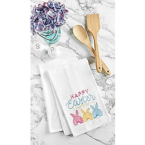 C&F Home Bunny Bum Kitchen Towel White Easter 18" X 27" Embroidered Waffle Weave Machine Washable Decor Decoration 18" x 27" White