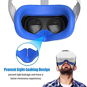 AMVR Face Cushion Pad Replacement for Oculus Quest 2, Silicone Face Cover for Meta Quest 2 Headset, Sweatproof Washable Lightproof Anti-Leakage VR Face Plate Mask Accessories (Blue, Only Cover)