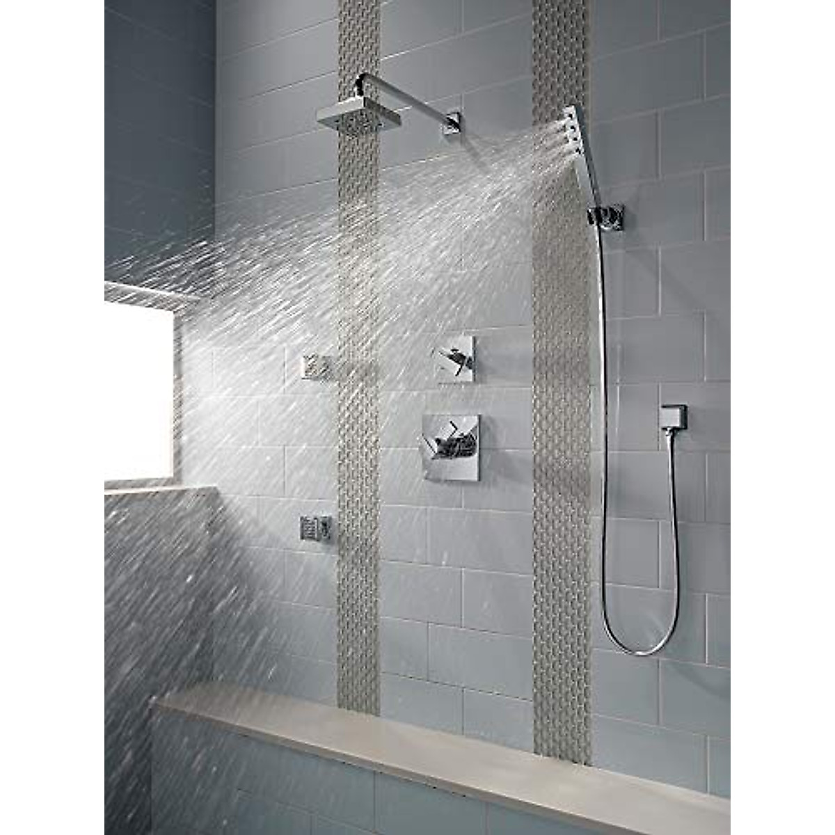DELTA FAUCET 55567-BL H2Okinetic Adjustable Wall Mount Hand Shower Handshower, Matte Black