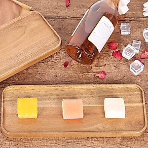 ASLASL Wood Serving Platter 14inx5.5in Natural Acacia Wood Tray,Tea/drinkdinner Tray,Snack Tray,for Home Kitchen Decor,Food,Fruit,Charcuterie,Appetizer Serving Tray,Cheese Board(3PCS/13.78in)