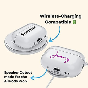 MARBLEFY Personalized AirPods Pro 2 Case with Keychain and Running Strap, Protective Clear Airpod Pro 2nd Generation Cover with Custom Name (Personalized)