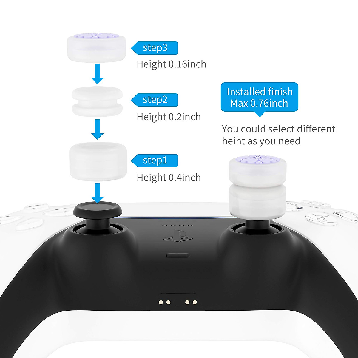 LeyuSmart Thumb Grip Caps for Playstation5 PS5 PS4 Xbox Switch Pro Controller,Cat Paw Thumbstick Caps for Joystick (Black)