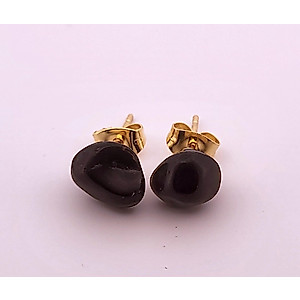 Natural Black Onyx Gold Stud Earrings NBOGSE4