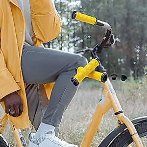 Boenoea Mountain Bike Handlebar Grips Lock on,Anti-Slip Shock Absorbing Bicycle Grips 130mm for Mountain Bike Downhill MTB