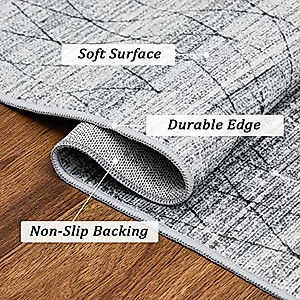 ROYHOME Area Rug 8' x 10' Machine Washable Abstract Moroccan Rug Contemporary Diamond Rug Indoor Floor Cover Geometric Carpet Rug Foldable Accent Rug for Living Room Bedroom Dining Room, Grey