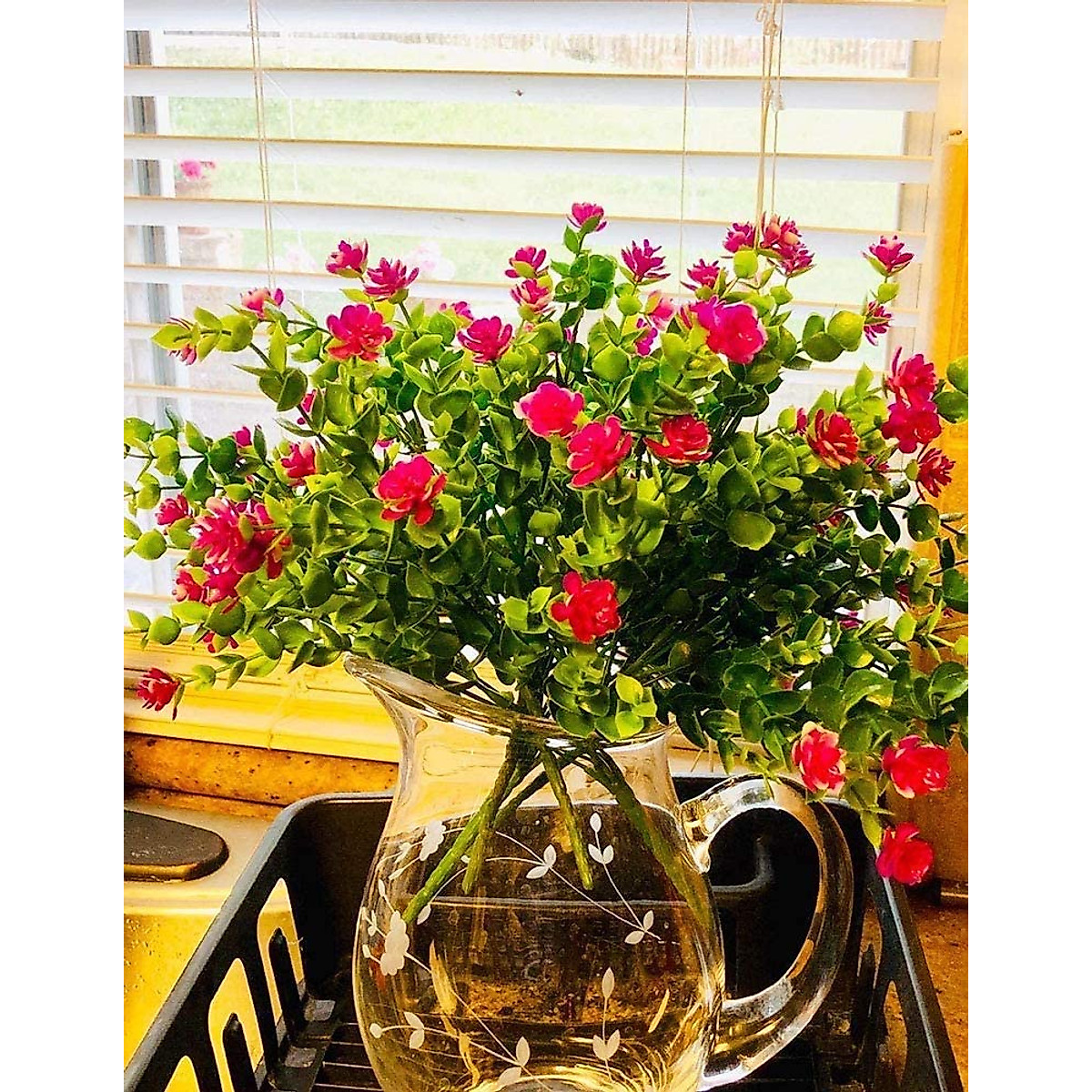 4 Bundles Artificial Flowers Outdoor Decoration UV Resistant Plants Plastic Fake Window Box Home Garden Office Wedding Decor