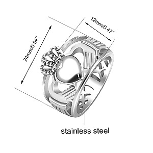 Uloveido Hands Heart Claddagh Design Crown Rings for Men Women Best Friend Promise Love Rings Size 9 Y1729