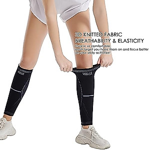 HiRui Calf Compression Sleeves for Men Women Leg Compression Socks 20-30mmHg for Shin Splint Varicose Vein Calf Pain Relief, Great for Runner MTB Travel Nurse Waiter, Medical/Athletic Fit (Black, XL)