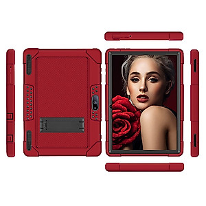 FIEWESEY for Pritom M10 Inch Case, Heavy-Duty Drop-Proof Shock-Resistant Kids Friendly Protective case for QuntiCO Y10/Voger priorpad X100/Digiland Tablet DL1036/Gateway 10.1 HD Tablet(Red/Black)